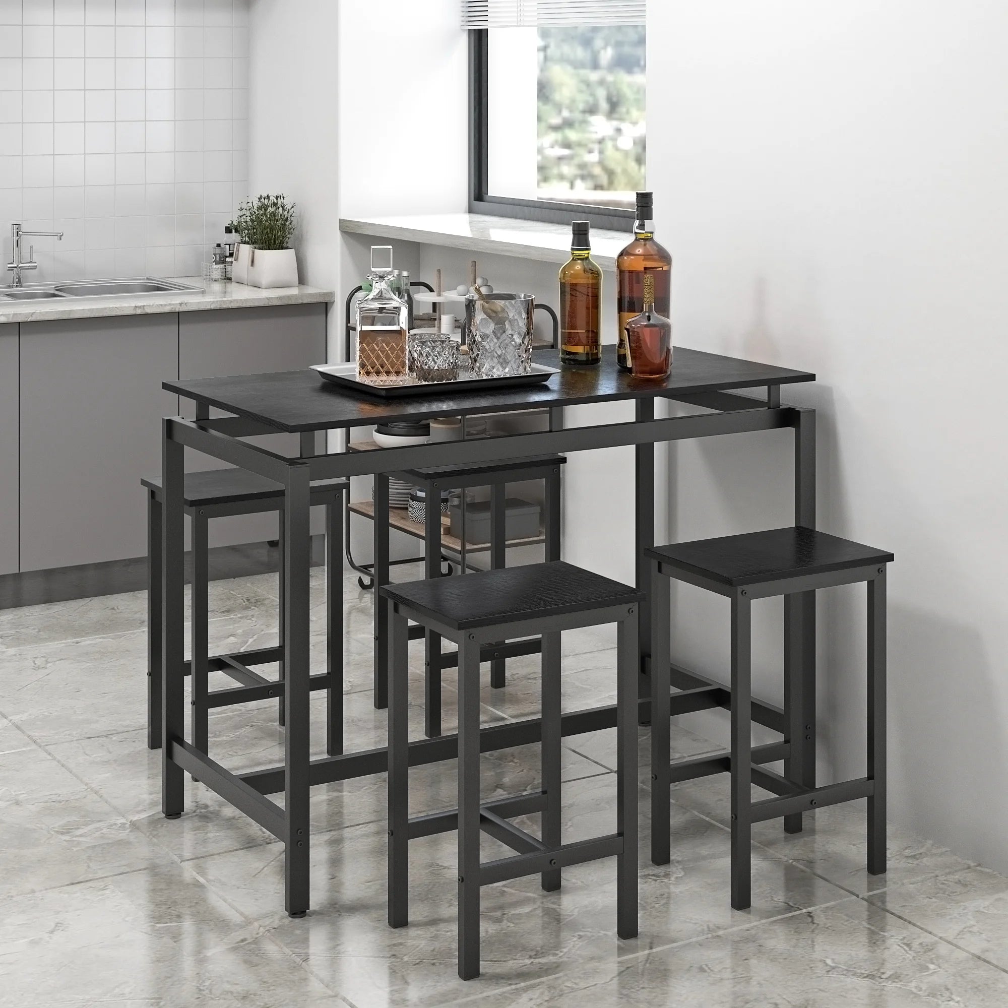 SYNGAR Counter Height Bar Table Set, 5 Piece Dining Table Set, Modern ...